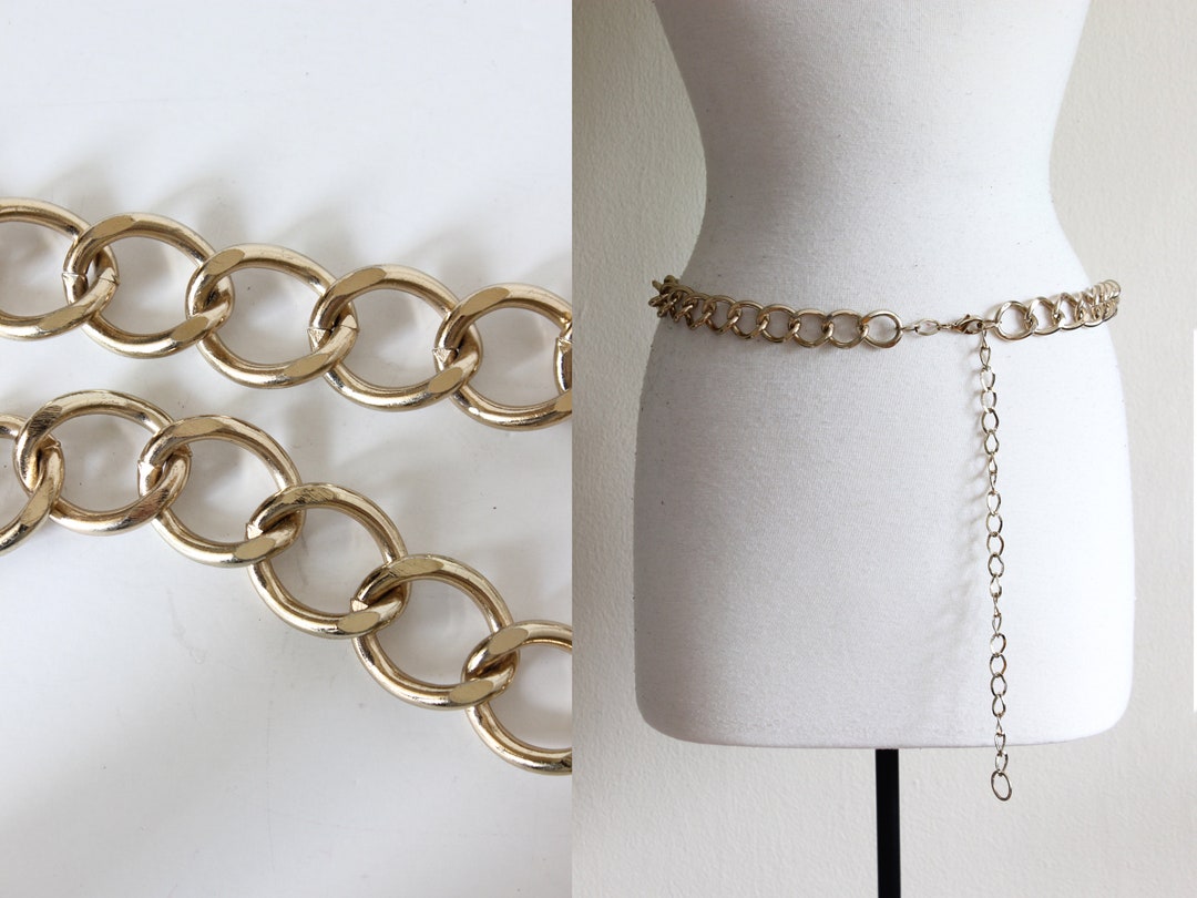 Vintage Minimalist Chunky Gold Tone Chain Belt - Etsy