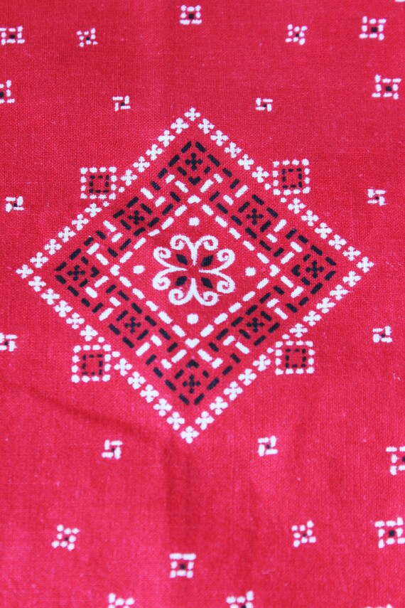 Vintage Fast Color 100% Cotton Red Bandana - Gem