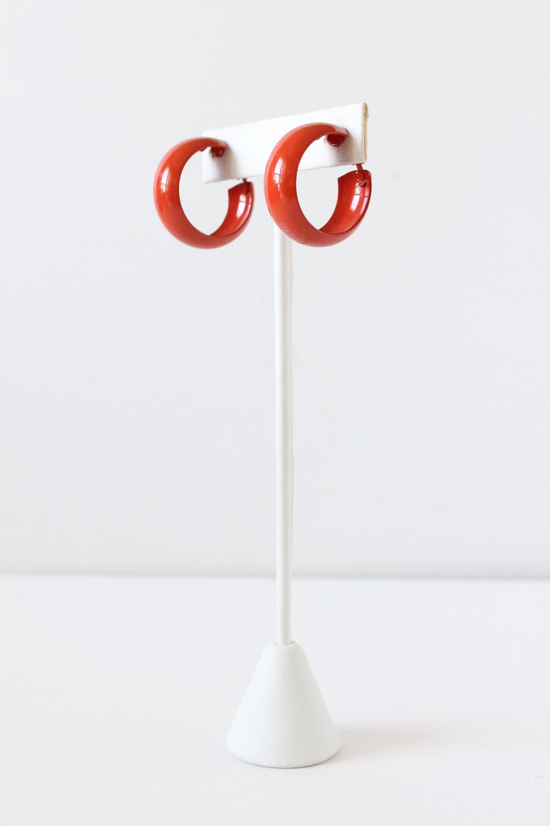 Vintage Tomato Red Chunky Hoop Earrings - Etsy