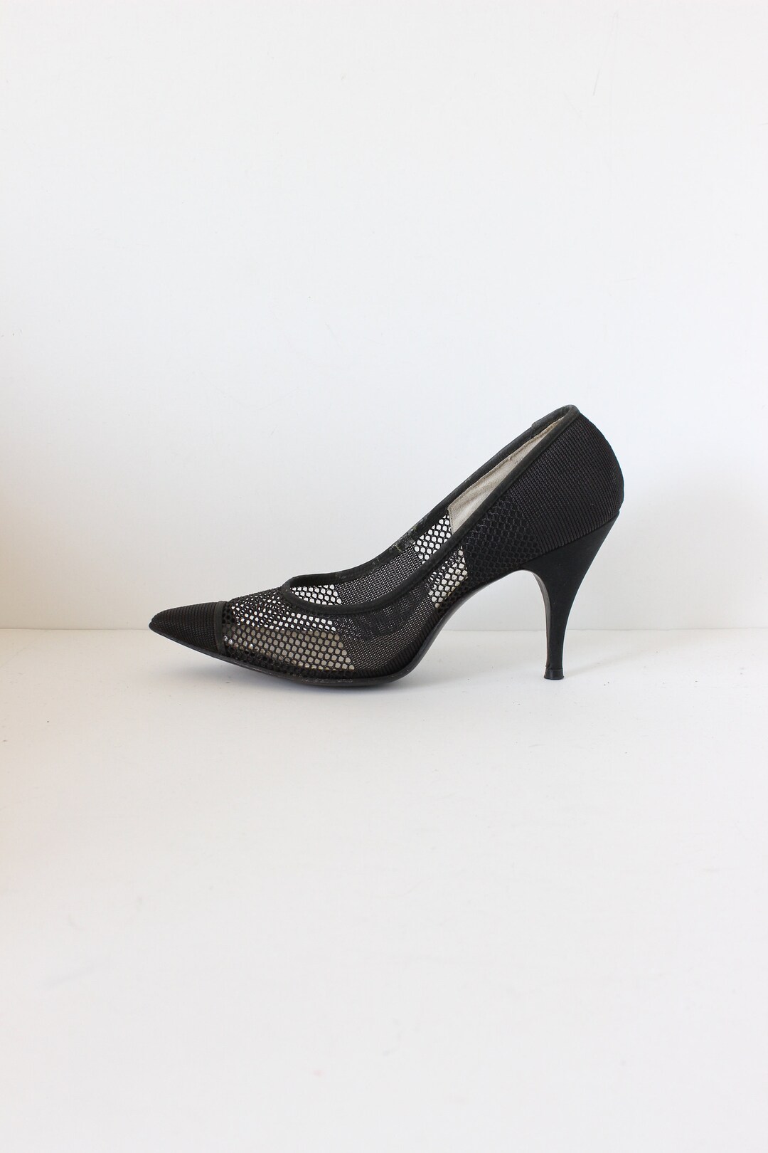 Vintage 1960s Fiancées Black Mesh Stiletto Heels, Size 7.5AAA - Etsy