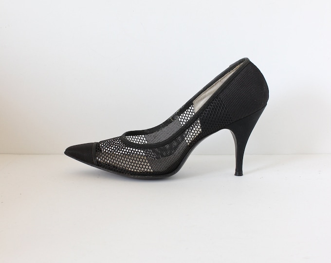 Vintage 1960s De Angelo Black Suede Cut Out Strappy Stiletto Heels ...