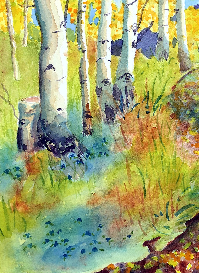 Aspen Trees: Watercolor Colorado Forest Landscape Art - 1126741668 - Etsy