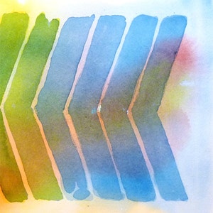 Abstract Contemporary Chevron Art, Geometric Print, Abstract Blue Green ...