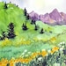 Restful Green Valley Watercolor Painting of a Beautiful - Etsy