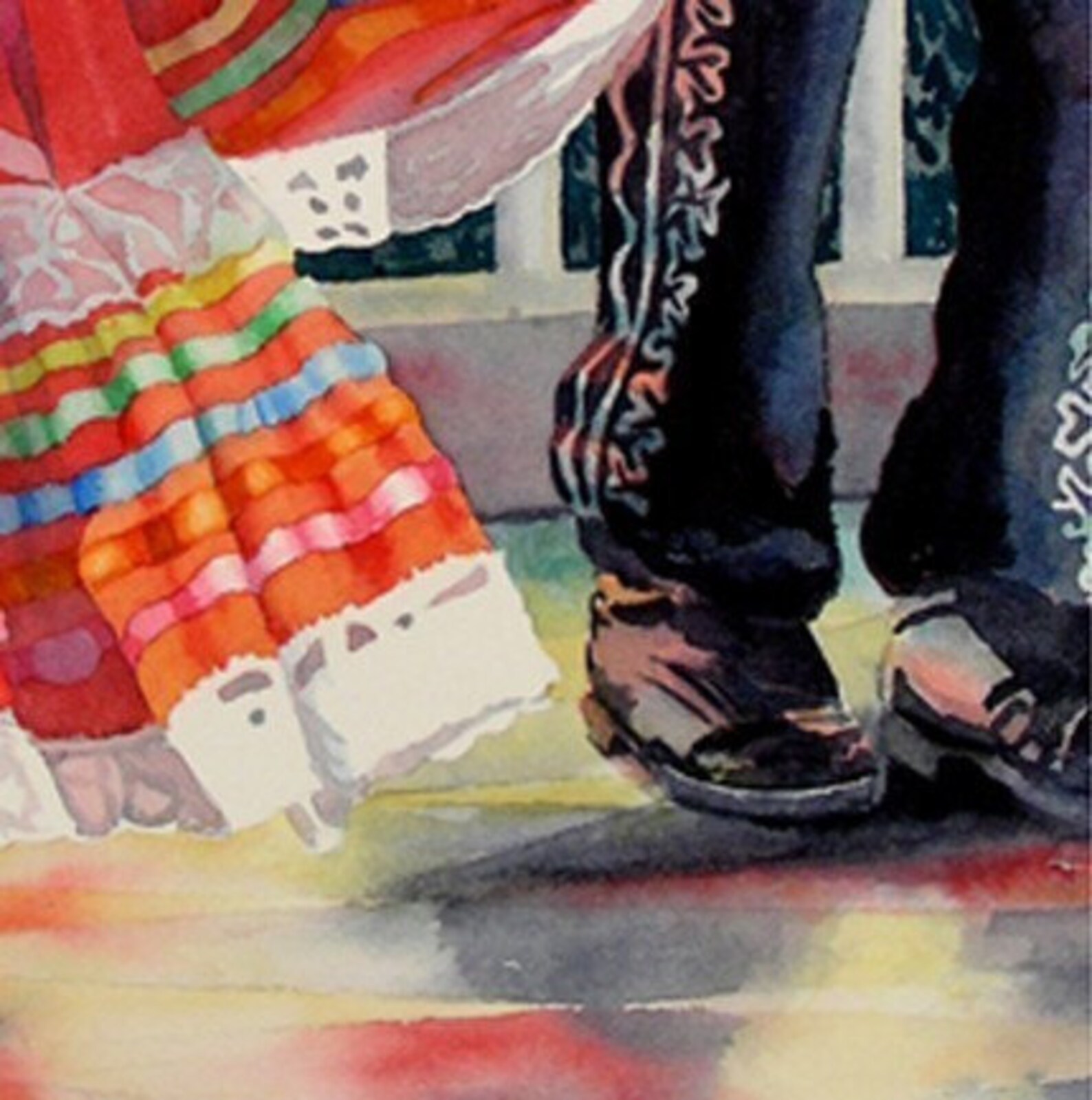 Mexicana Folk Dance Art Print, Colorful Dress Costume Watercolor ...