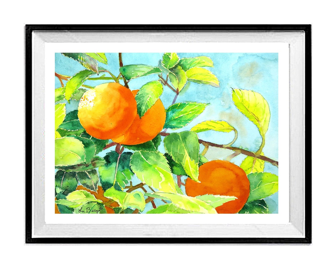 Realistic Fruit Tree Original Wall Decor, Orange Tree Wal Art, Original ...