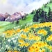 Restful Green Valley Watercolor Painting of a Beautiful - Etsy