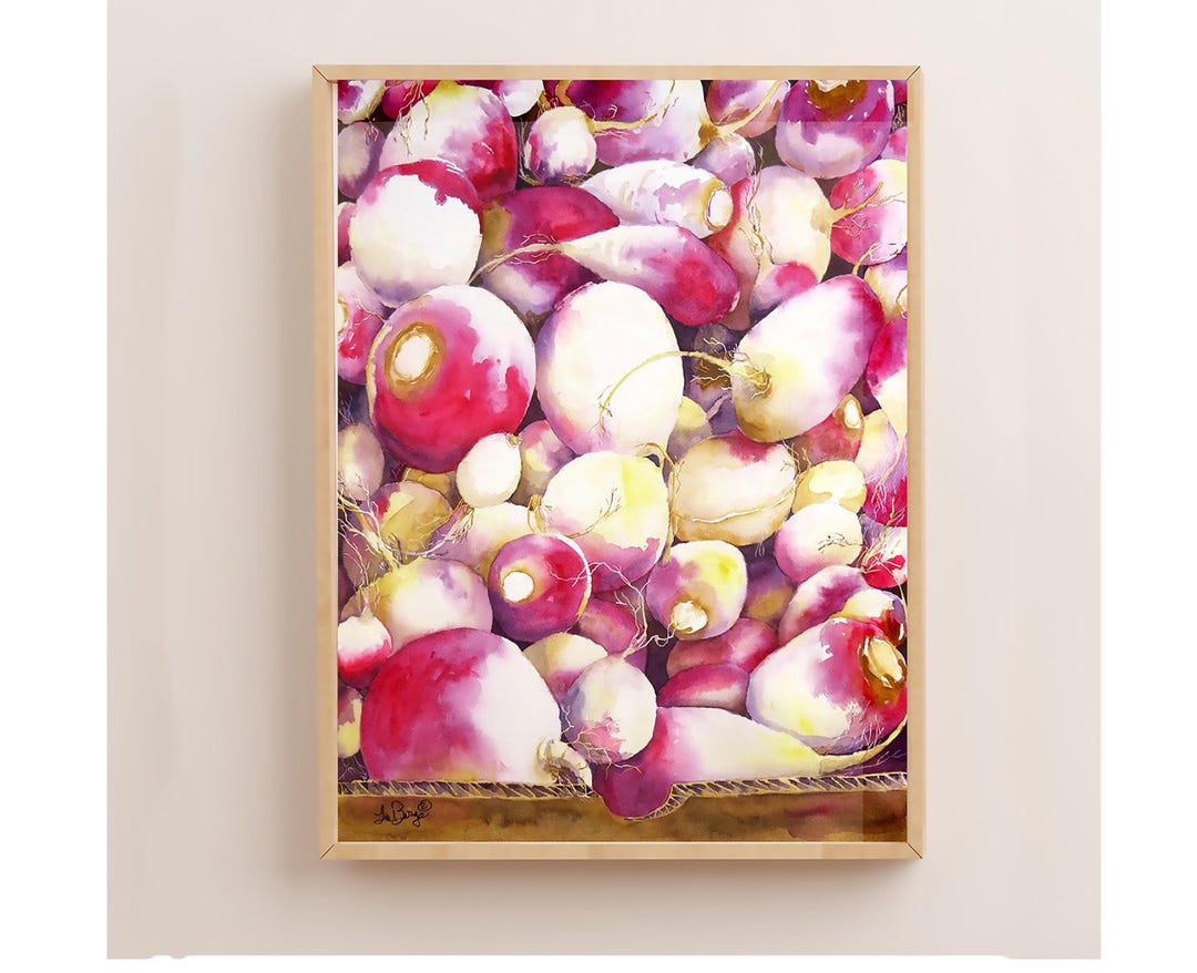 Turnip Watercolor Painting, Farmers Market Kitchen Art Print Restaurant ...