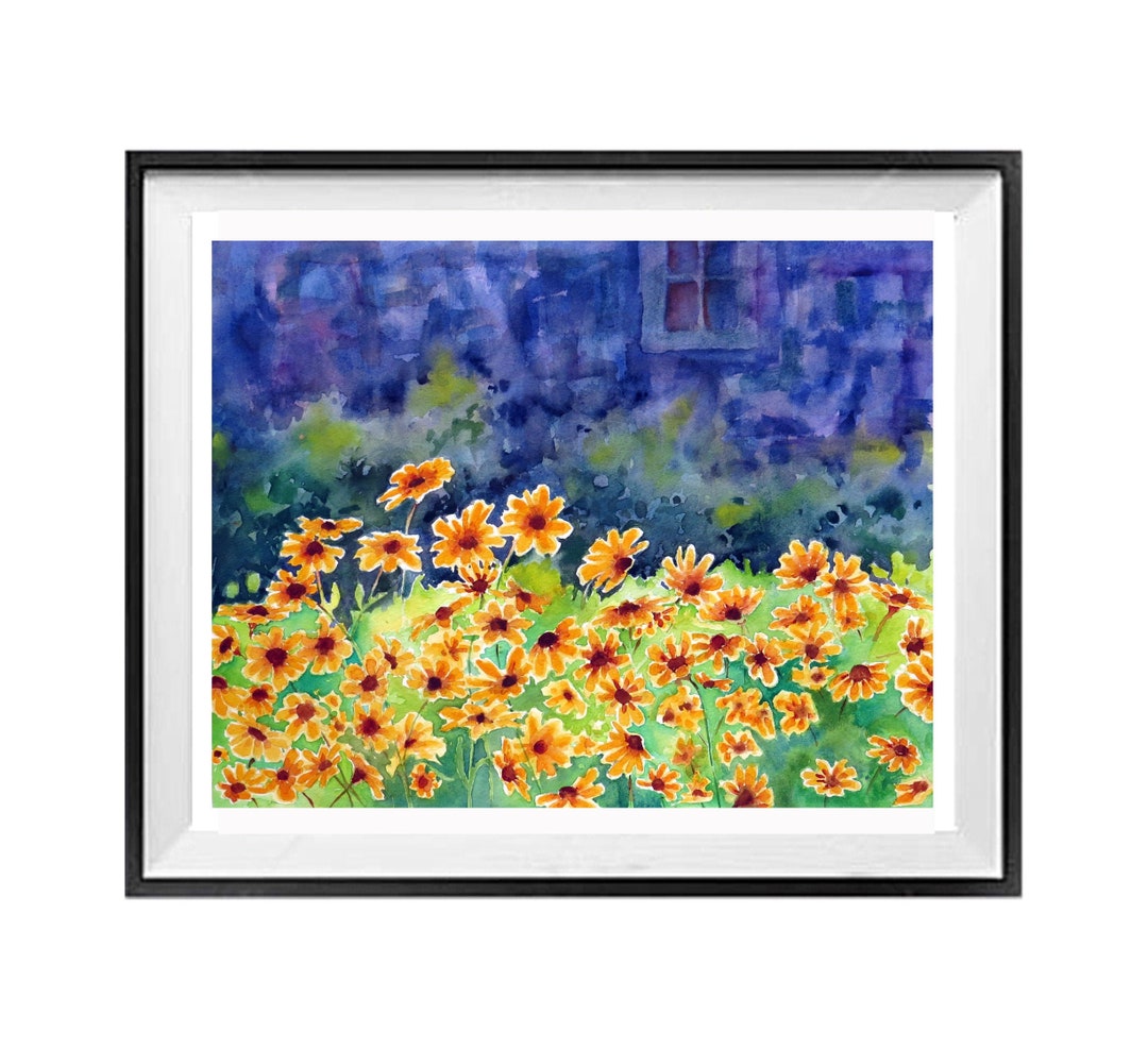 Art Decor FLORAL POSTER Landscape Countryside Nature Yellow Flower by ...