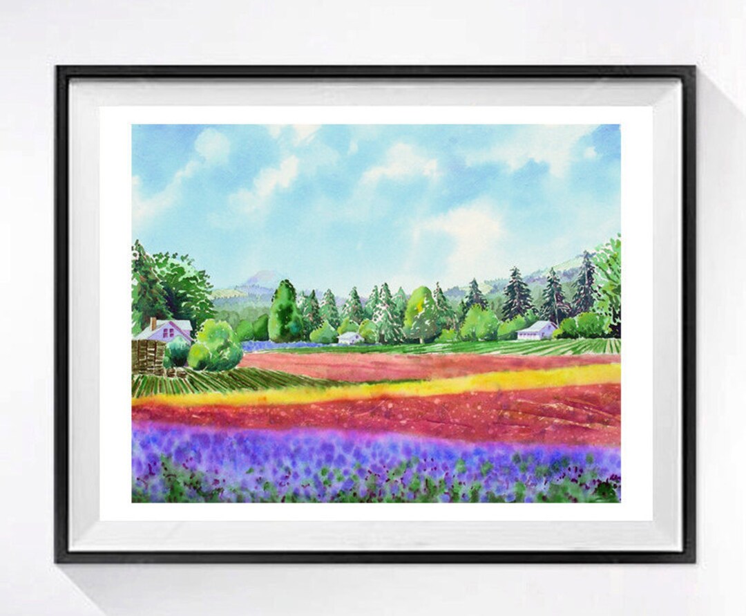 Watercolor Wall Art Farm Landscape Print, Farming Wall Décor Alluring ...
