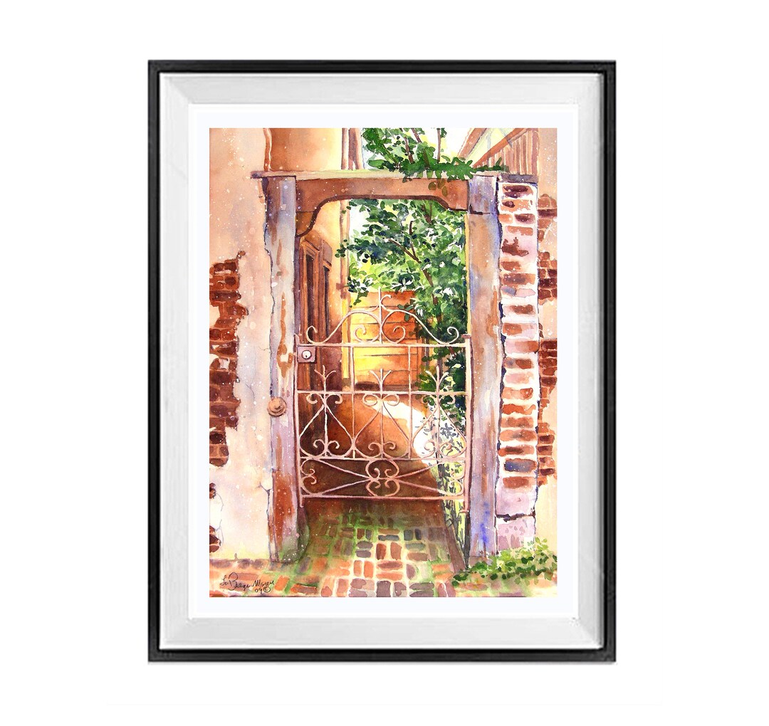 Painting Decor Watercolor, Wall Decor Print Gate, Gate Wall Print ...
