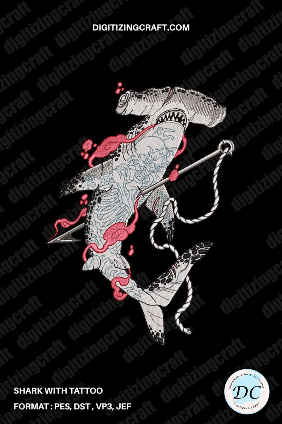 Shark Machine Embroidery Design, Instant Download,shark,fisher,fighter ...