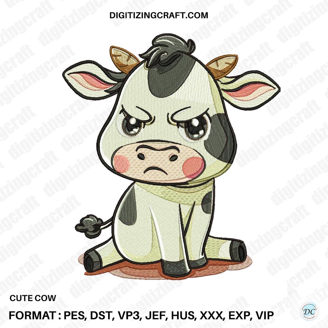 Chibbi Cow Embroidery Design File,cute Cow,machine Embroidery Design - Etsy