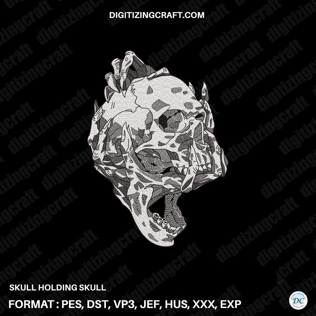 Skull Holding Skull Embroidery Design for Machine | Horror Gothic ...