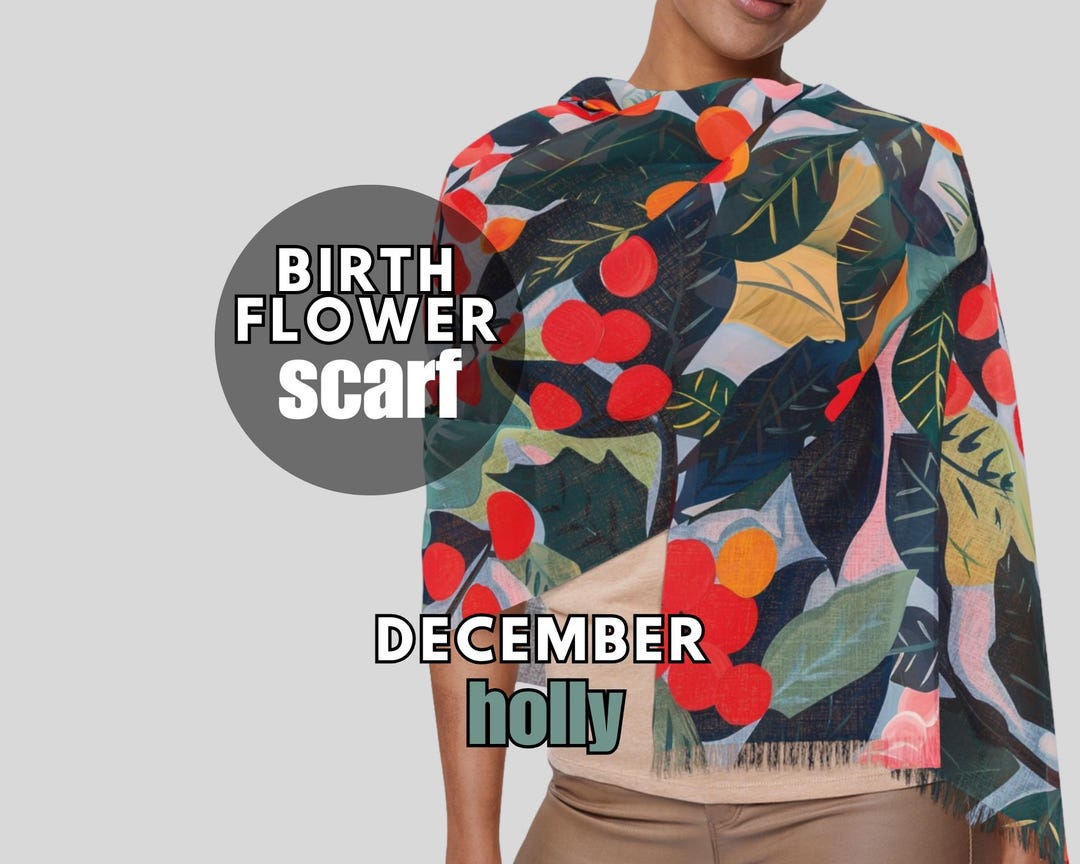 Birth Flower Scarf – Lightweight Floral Scarf – Custom Birth Month ...