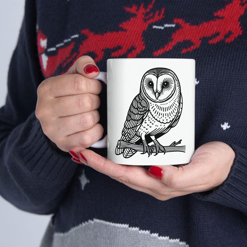 Barn Owl Ceramic Mug, Tyto Alba Coffee Cup, Bird Lover Gift, Nature ...