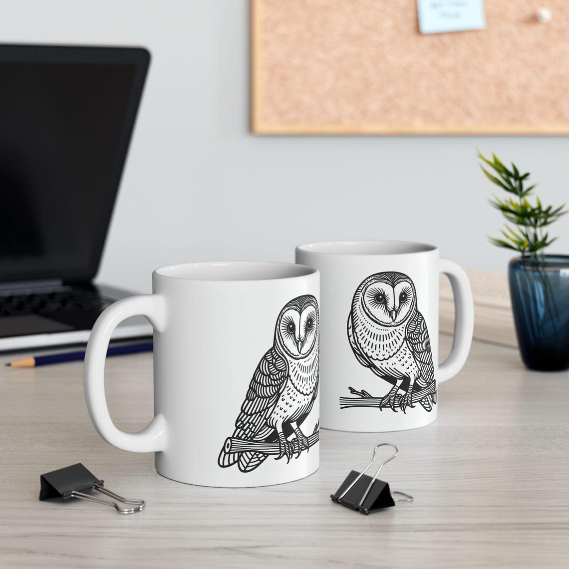 Barn Owl Ceramic Mug, Tyto Alba Coffee Cup, Bird Lover Gift, Nature ...
