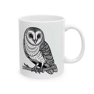 Barn Owl Ceramic Mug, Tyto Alba Coffee Cup, Bird Lover Gift, Nature ...
