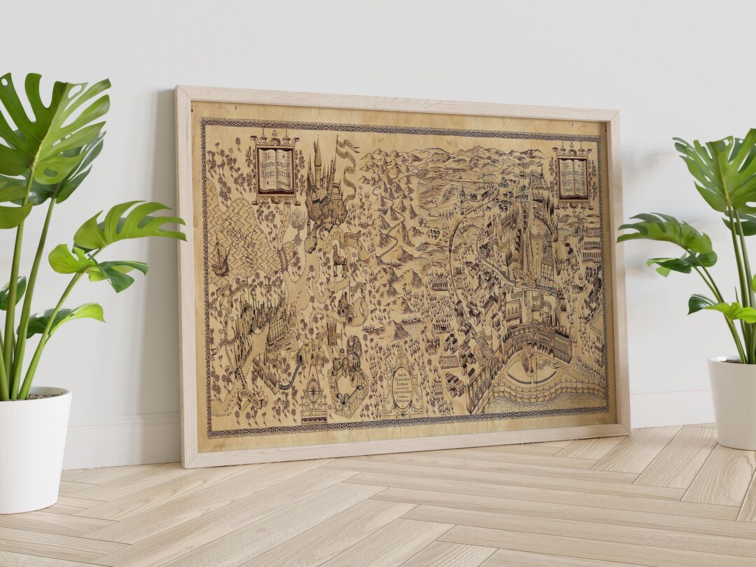 Harry's World Map Printed on Canvas Best Movies Canvas Art Medieval ...