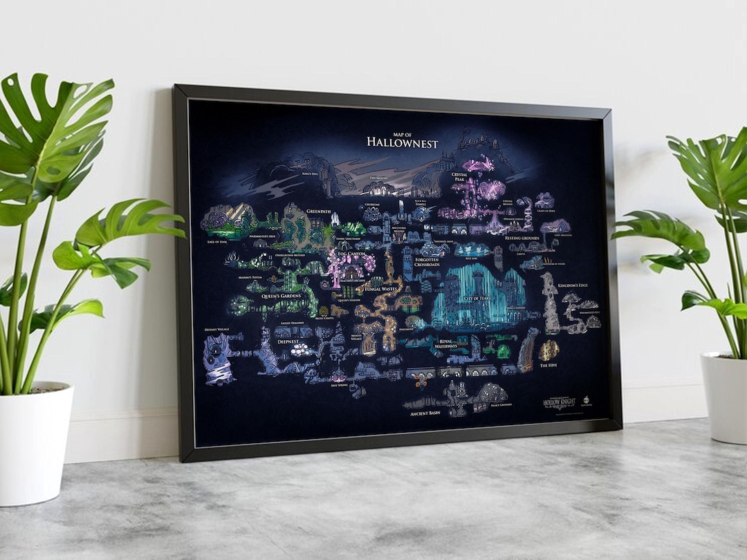Hollow Knight Map - Print, Canvas, Poster, Wall Art, Wall Decor, Canvas ...