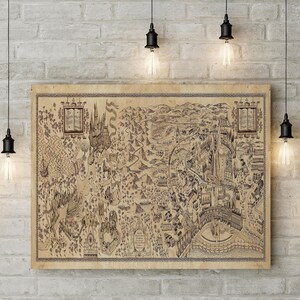 Harry's World Map Printed on Canvas Best Movies Canvas Art Medieval ...