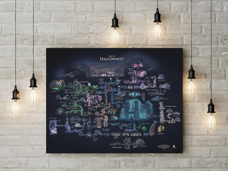 Hollow Knight Map - Print, Canvas, Poster, Wall Art, Wall Decor, Canvas ...
