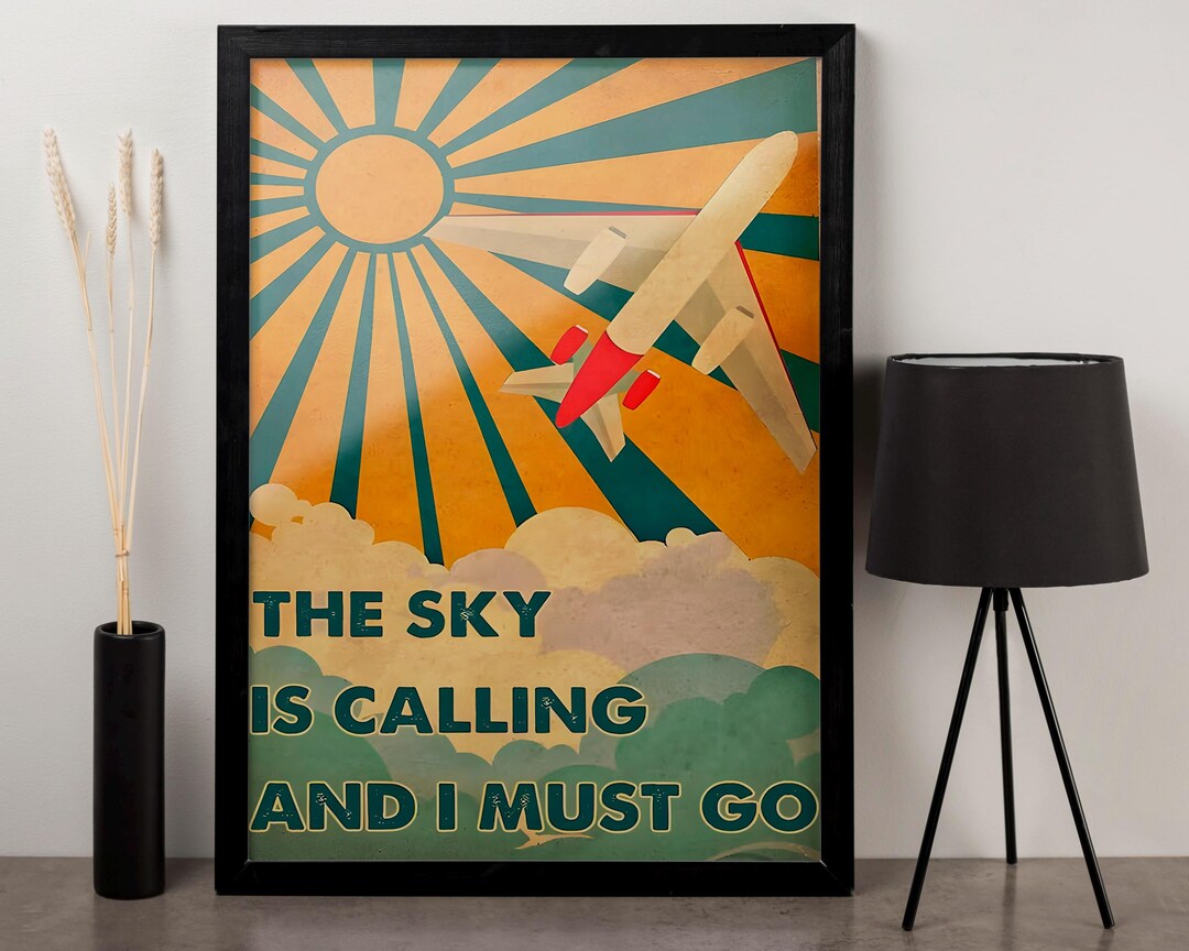 The Sky is Calling and I Must Go Poster, Vintage Boho Sun Wall Art, Air ...