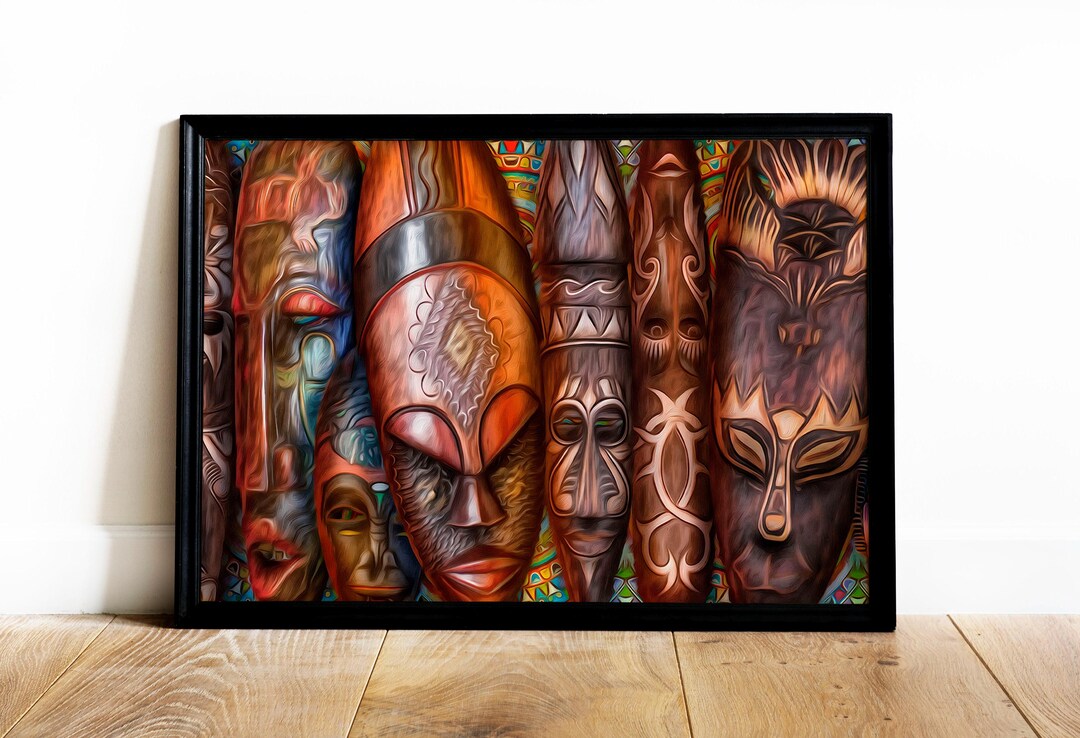 African Traditional Masks Canvas Wall Art Design, Poster Print Decor ...