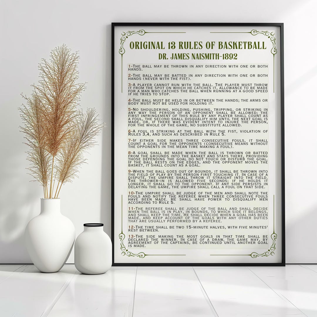 Original 13 Rules of Basketball Print - Etsy