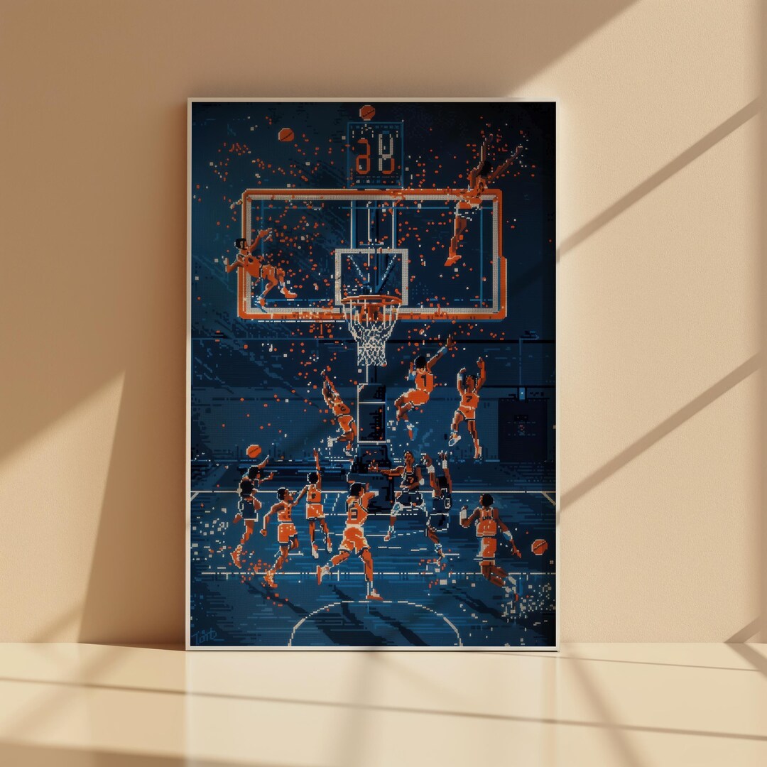 Pixel Court Retro Basketball Pixel Art Digital Download Vintage Sports ...