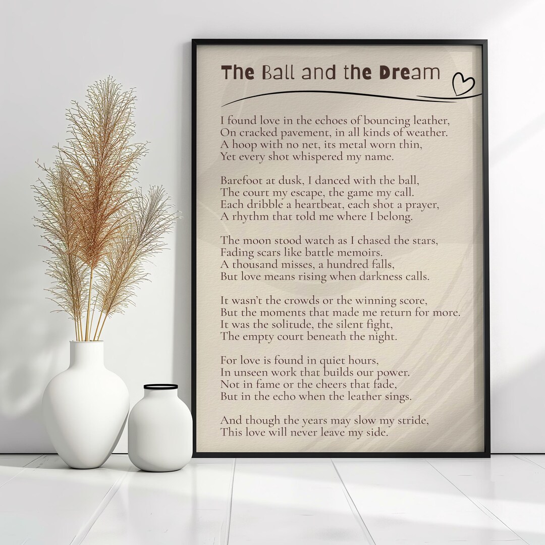 Basketball Poem Wall Art - the Ball & Dream - Etsy
