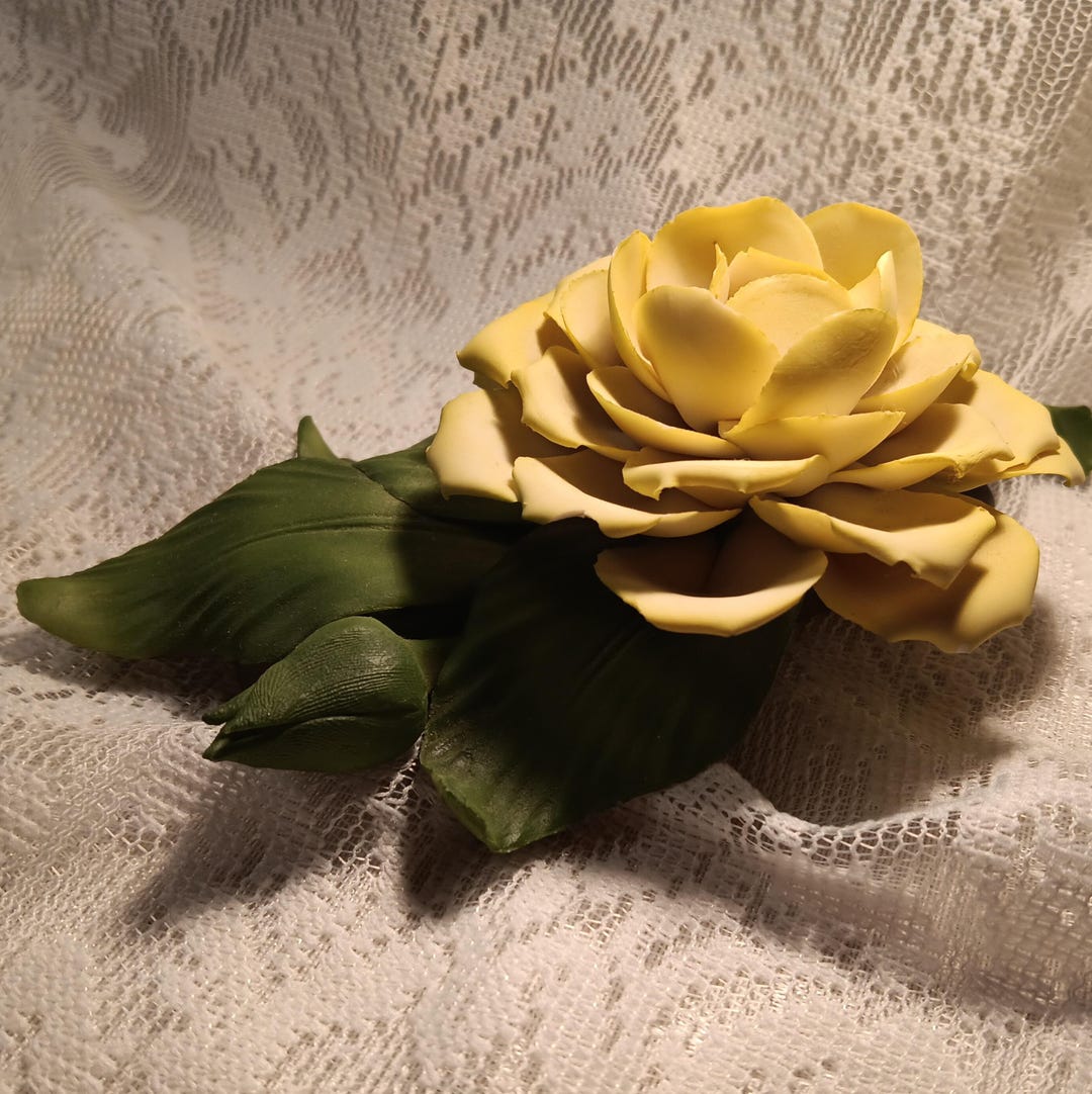 Yellow Rose Italian Capodimonte - Etsy