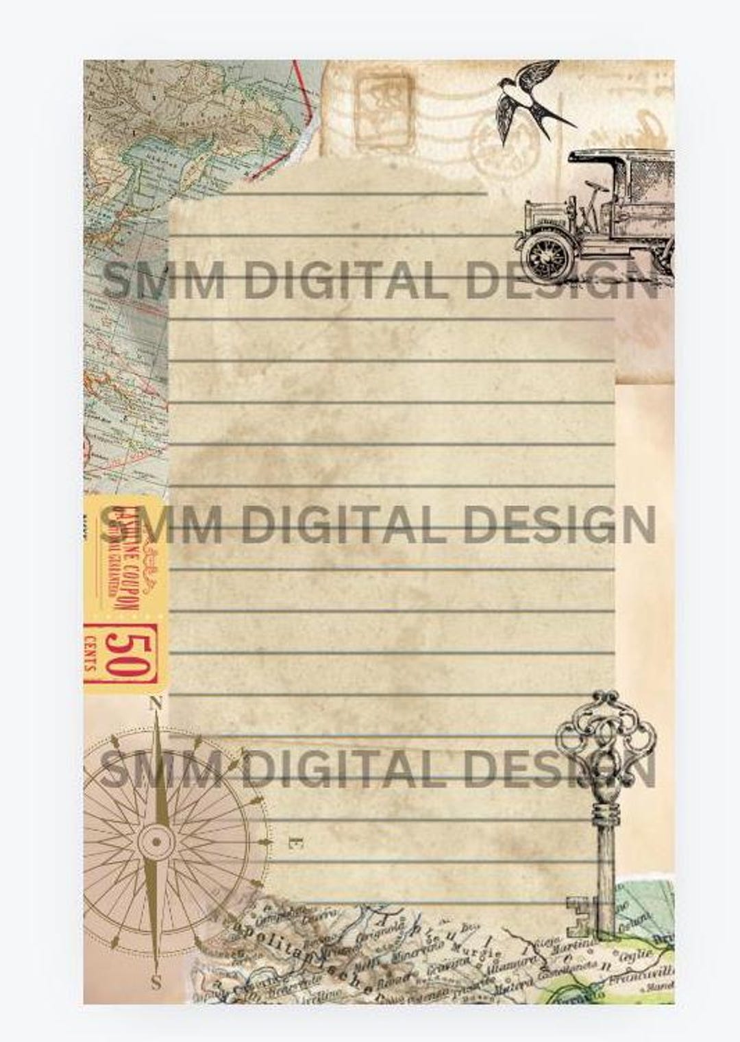 Going Places Vintage Lined Paper - Etsy