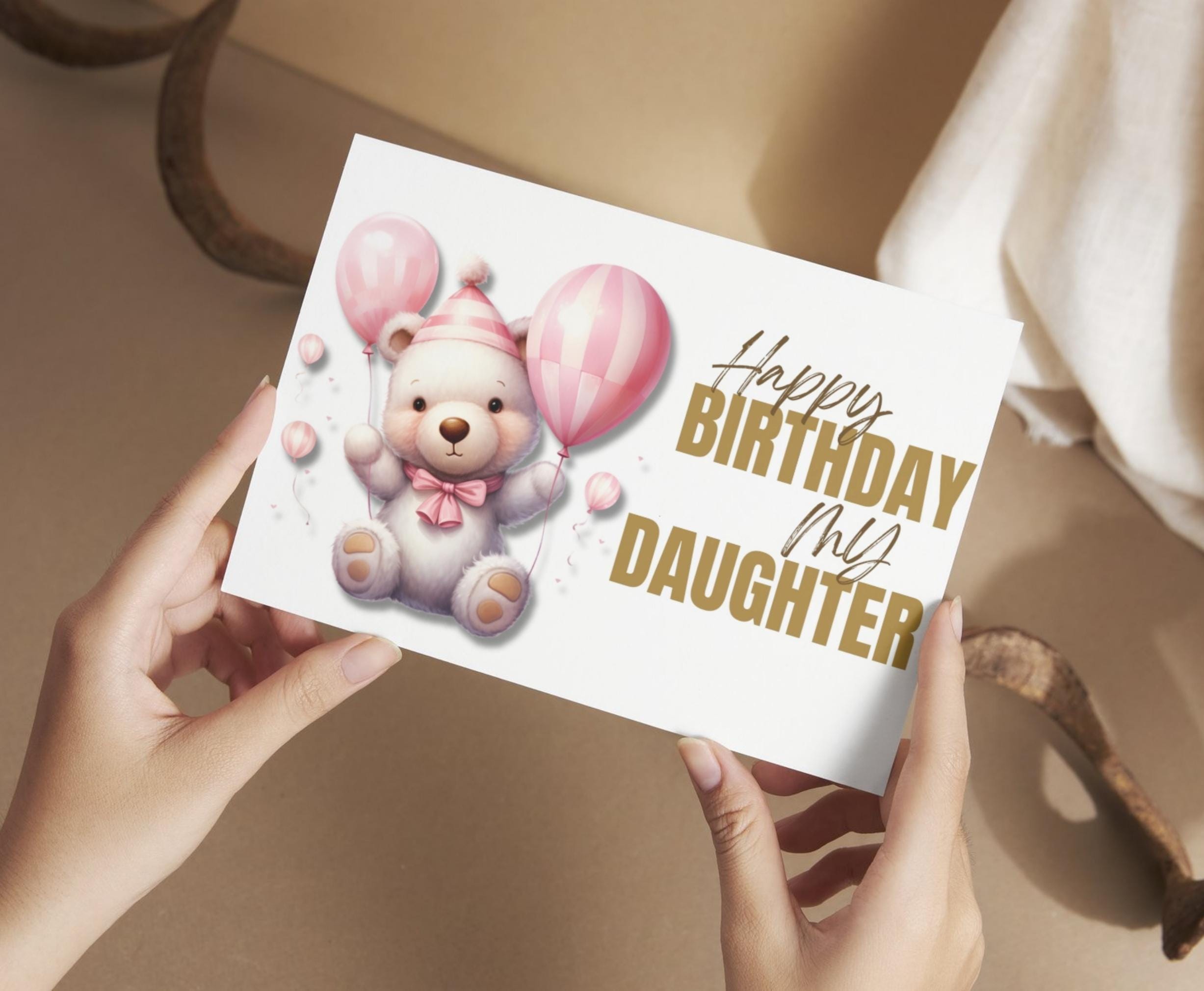 Printable Happy Birthday My Daughter Greeting Card Instant Download 7x5 ...