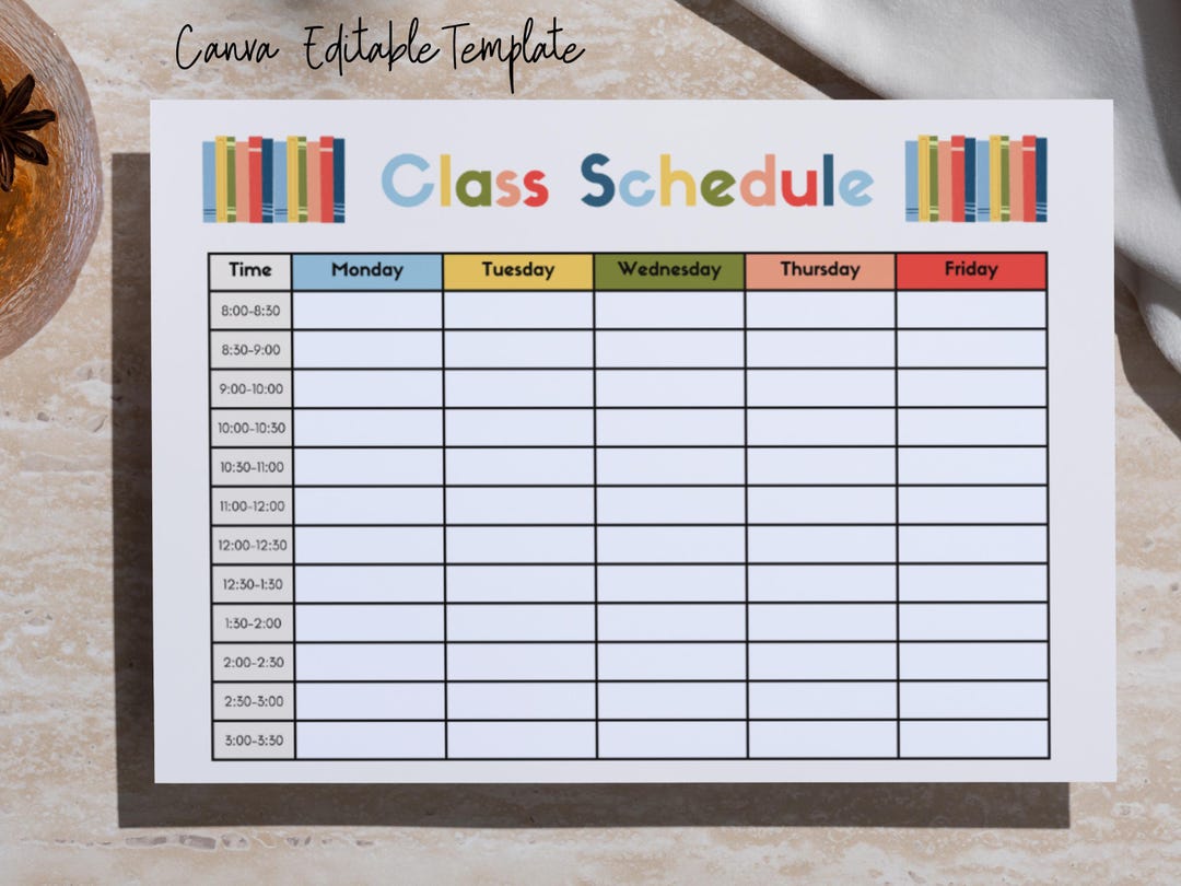 Student Teacher Class Schedule Template Editable Canva Printable Simple ...