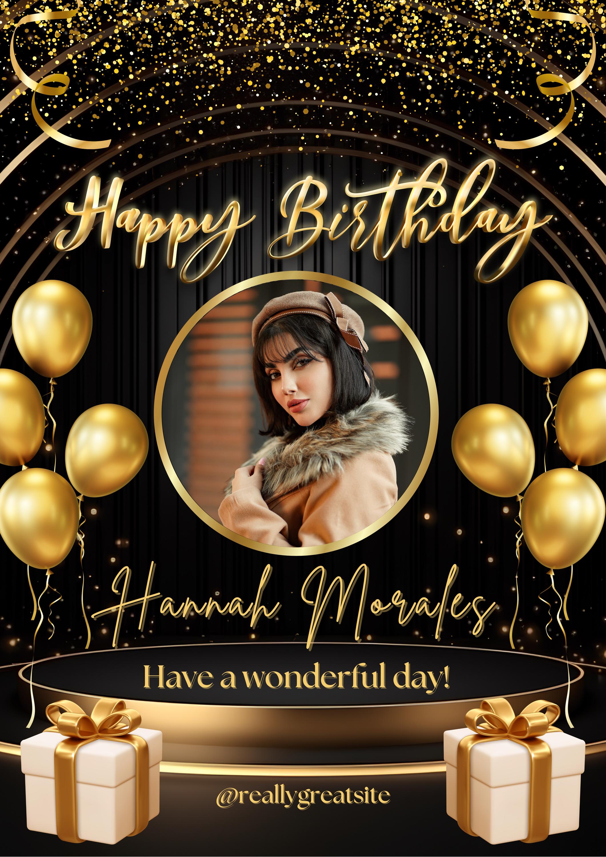 Black and Gold Luxury Birthday Poster Picture A4 Canva Template - Etsy