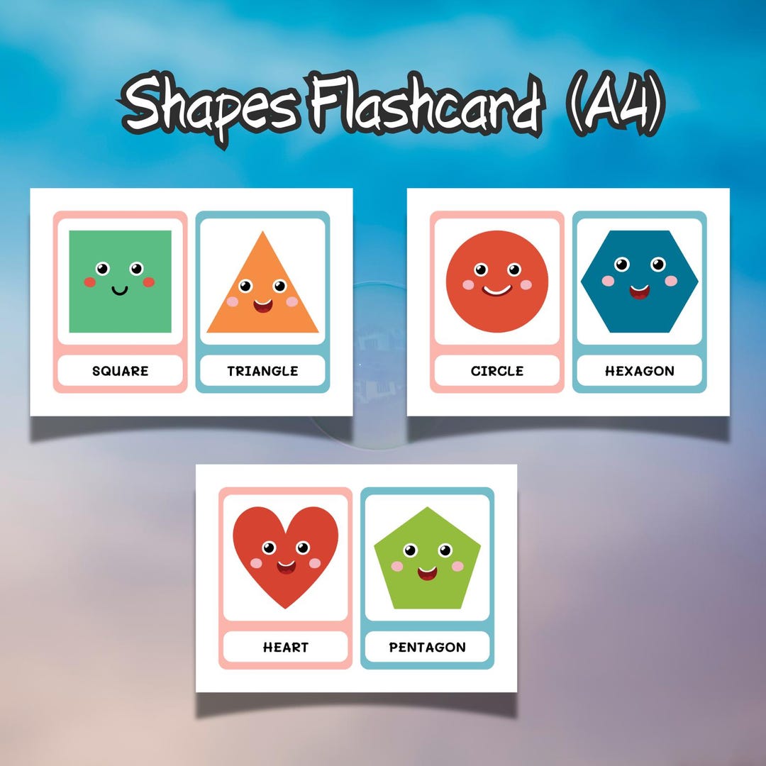 Colorful Shape School Flashcard for Classroom Decoration or Teaching ...