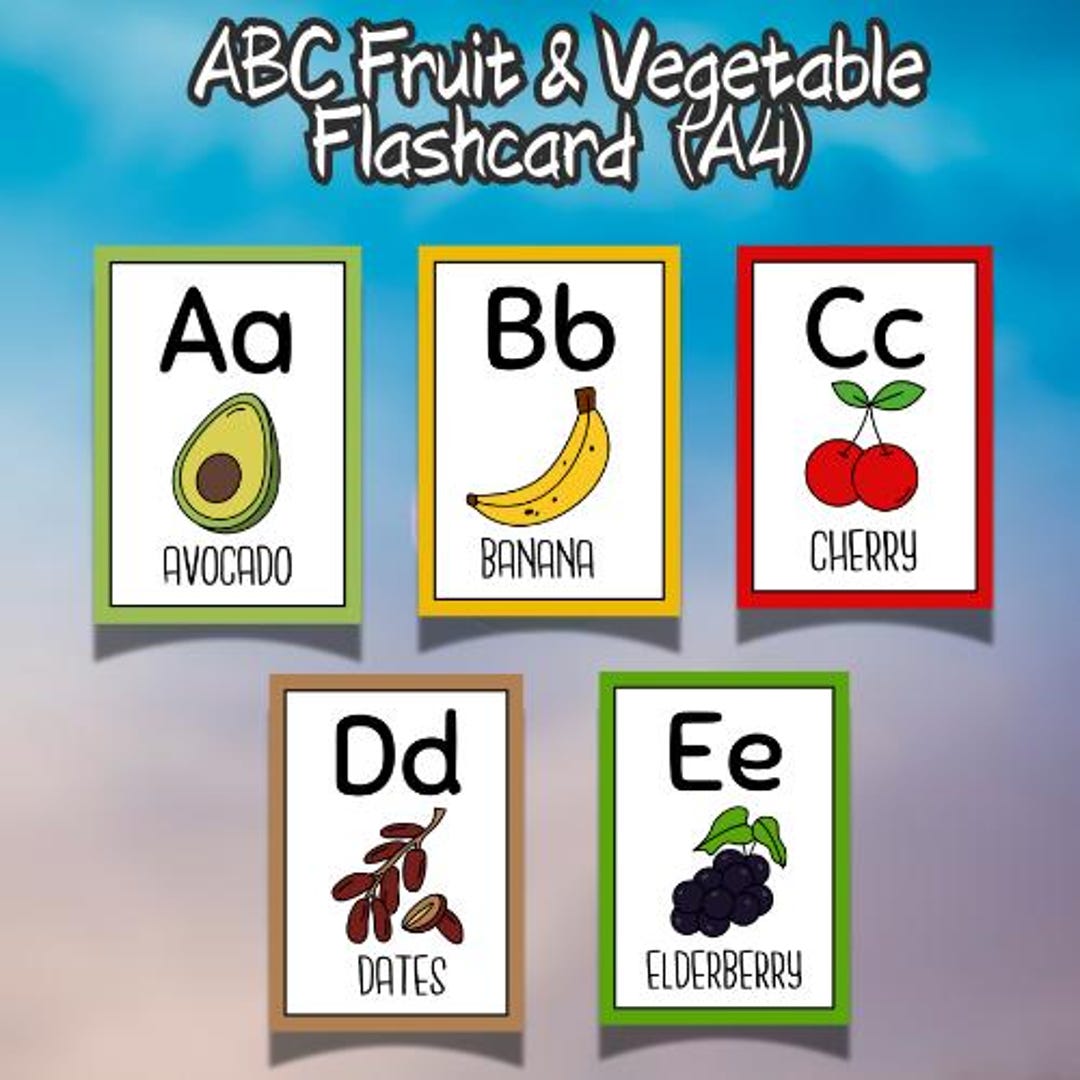 ABC Fruit & Vegetable Flashcards, Classroom Decor (digital Copy) - Etsy