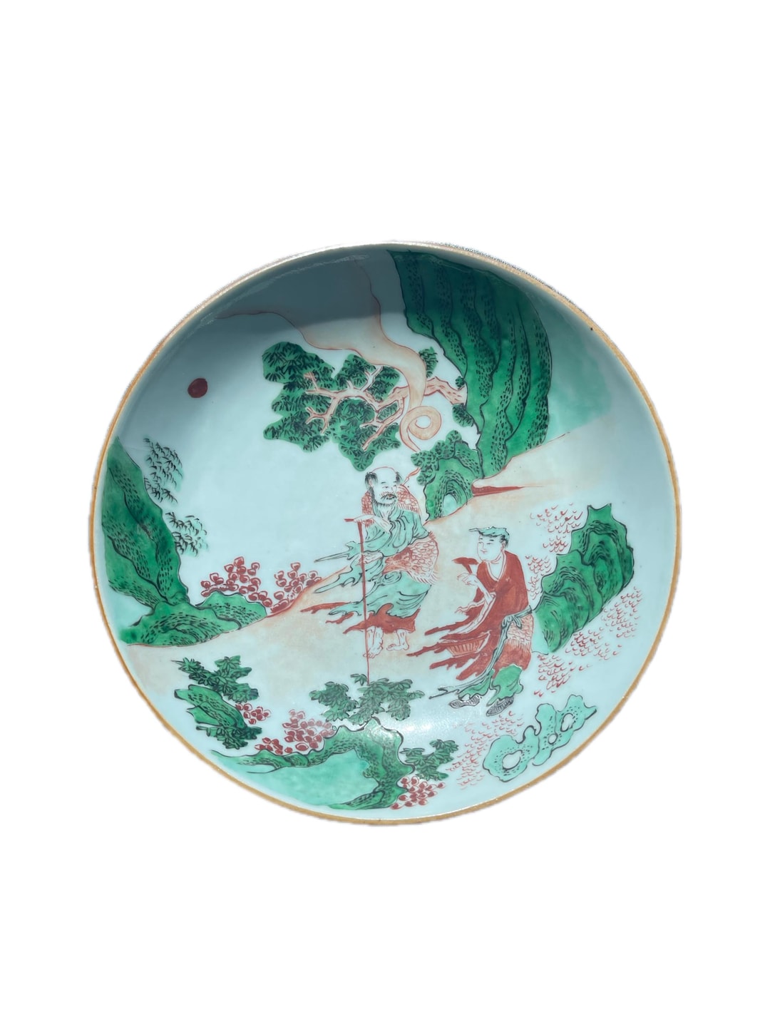 Antique Plate. Dish With Wucai Design of the Eight Immortals Porcelain ...