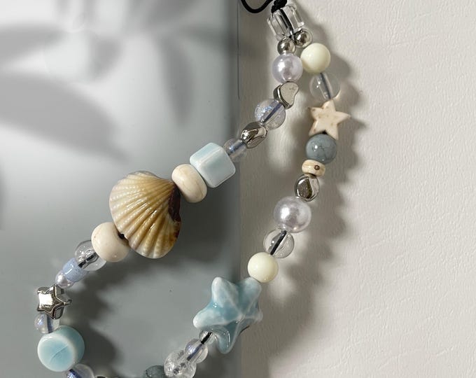 Seashell Beaded Charm Phone Strap, Phone Wrist Strap, Summer Phone ...
