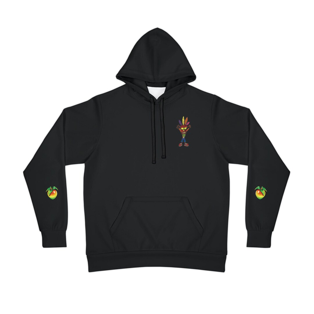 Crash Bandicoot Inspired Hoodie Aku Aku Mask & Wumpa Fruit Design - Etsy