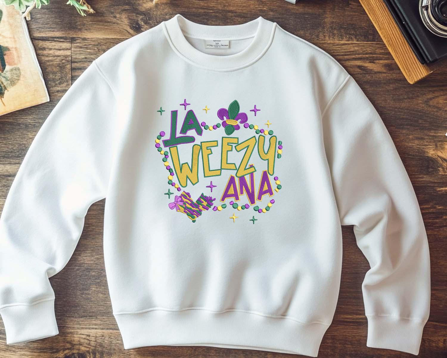 La Weezy Ana Embroidery Digital, Brushstroke Louisiana Mardi Gras ...