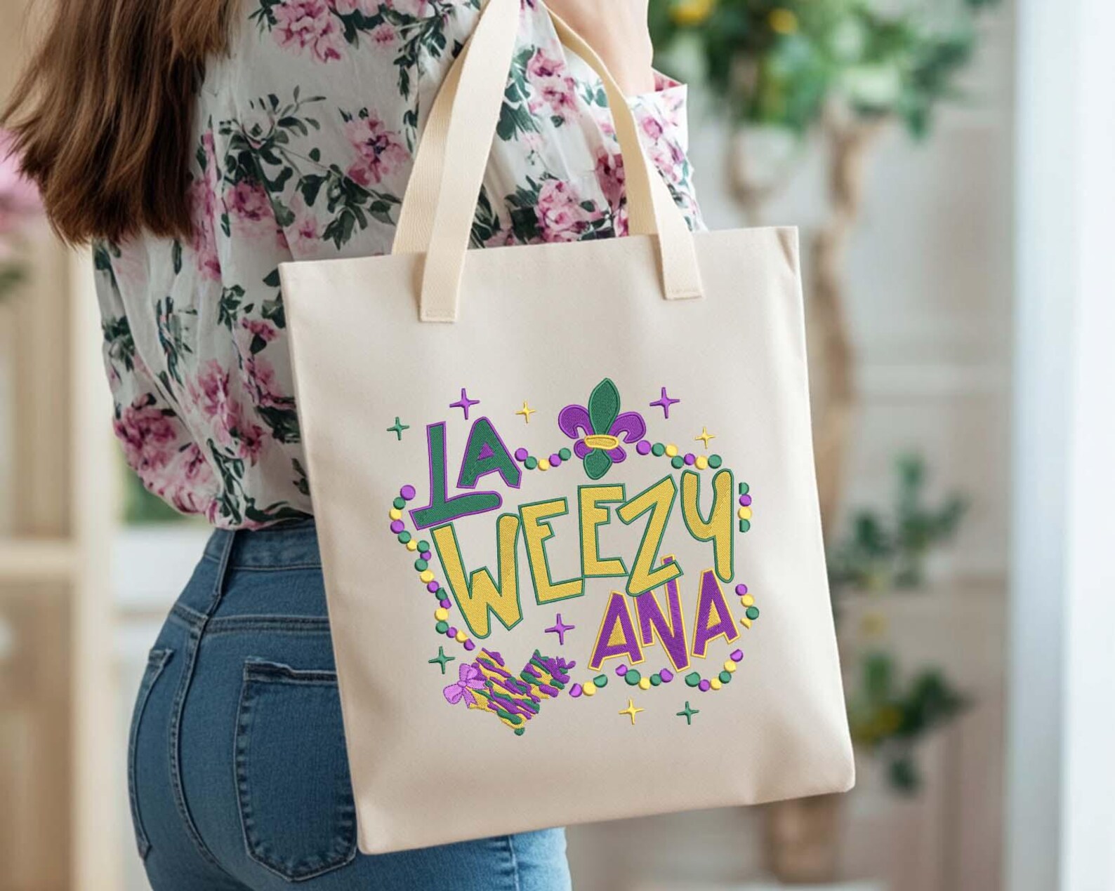 La Weezy Ana Embroidery Digital, Brushstroke Louisiana Mardi Gras ...