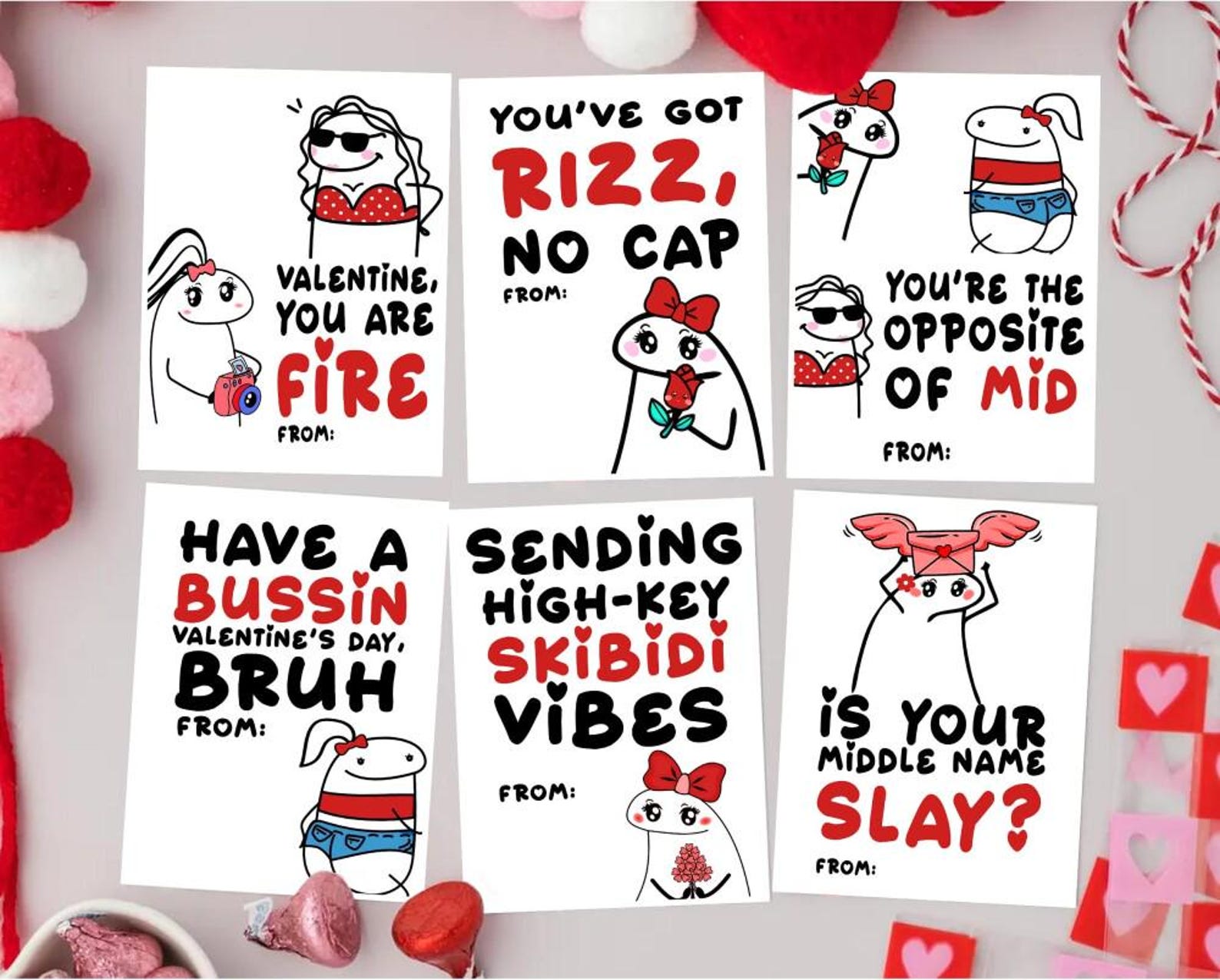 Slang Kids Valentine's Day Cards, Funny Printable Classroom Valentines ...