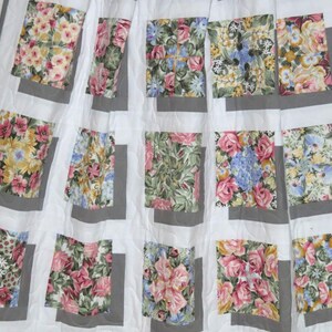 Lap Quilt, 4-patch Posies, One Block Wonder, Stack and Whack, Floral With Grey Shadowbox - Etsy