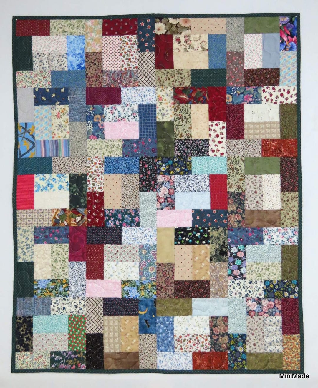 Wheelchair Quilt, Lap Quilt or Throw, Traditional Scrappy Quilt, Potato ...