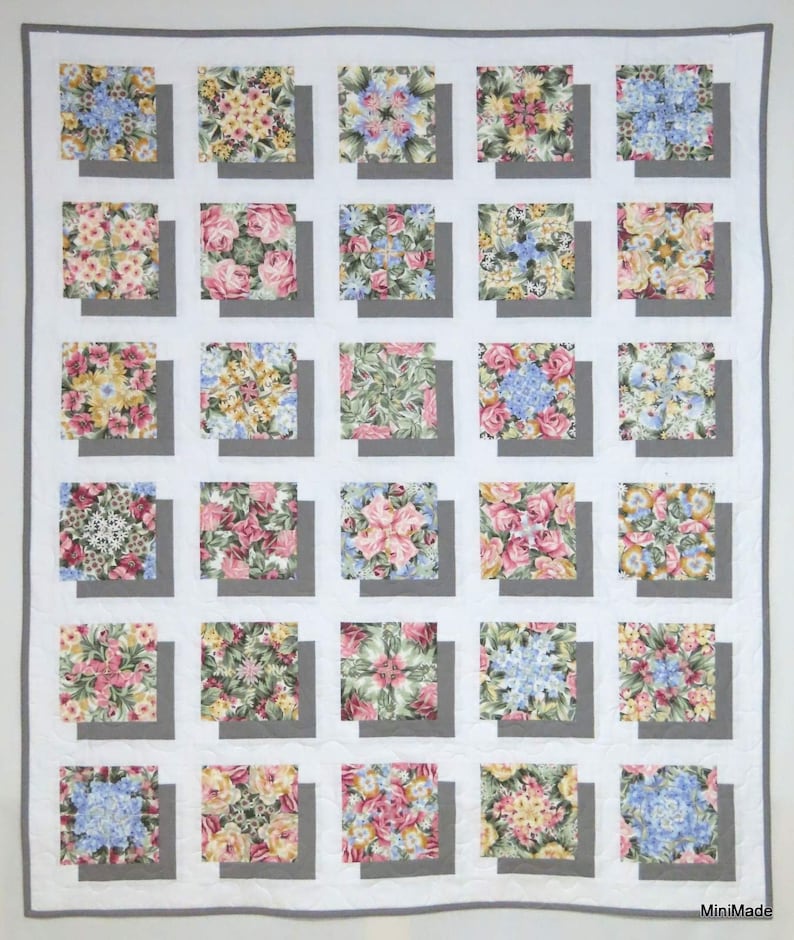 Lap Quilt, 4-patch Posies, One Block Wonder, Stack and Whack, Floral ...