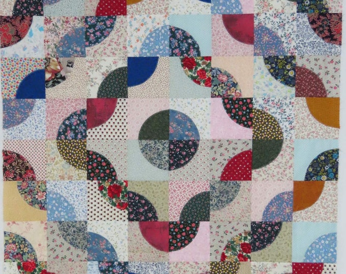 Unfinished Quilt Top, Drunkard's Path, Traditional Country Throw, Lap, Applique Curves - Etsy