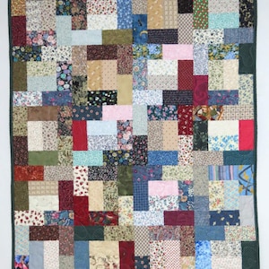 Wheelchair Quilt, Lap Quilt or Throw, Traditional Scrappy Quilt, Potato ...
