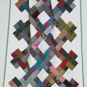 Lap Quilt or Throw, Woven Ribbons, Scrappy Pieced and Quilted - Etsy